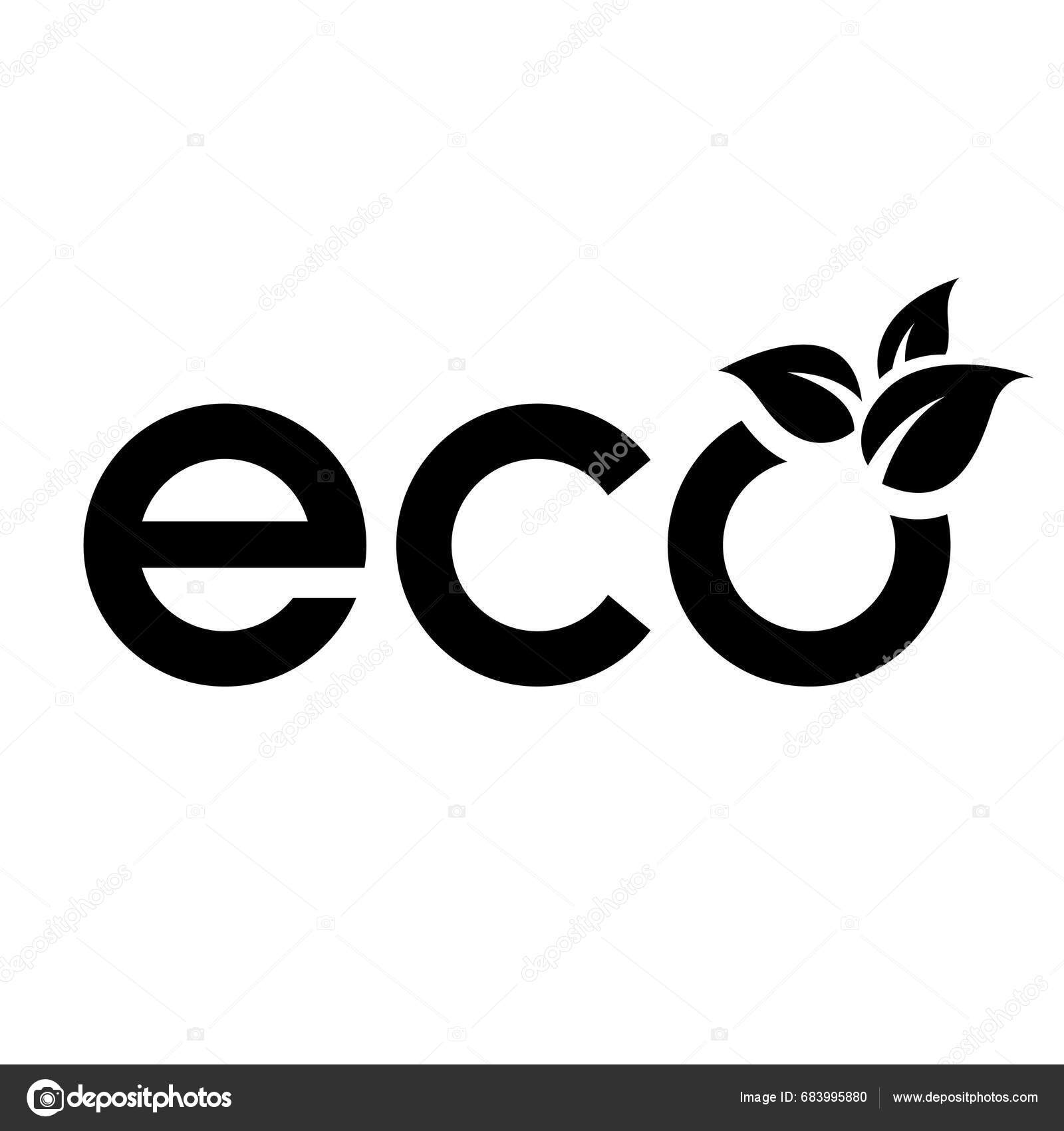 Eco Icon Black Lowercase Letters Leaves White Background — Stock Photo ...