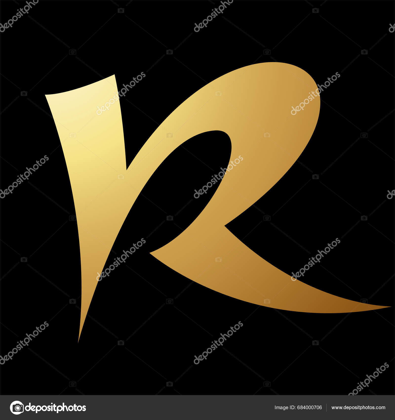 Ikon Abstrak Emas Kurva Huruf Pada Latar Belakang Hitam — Foto Stok ...