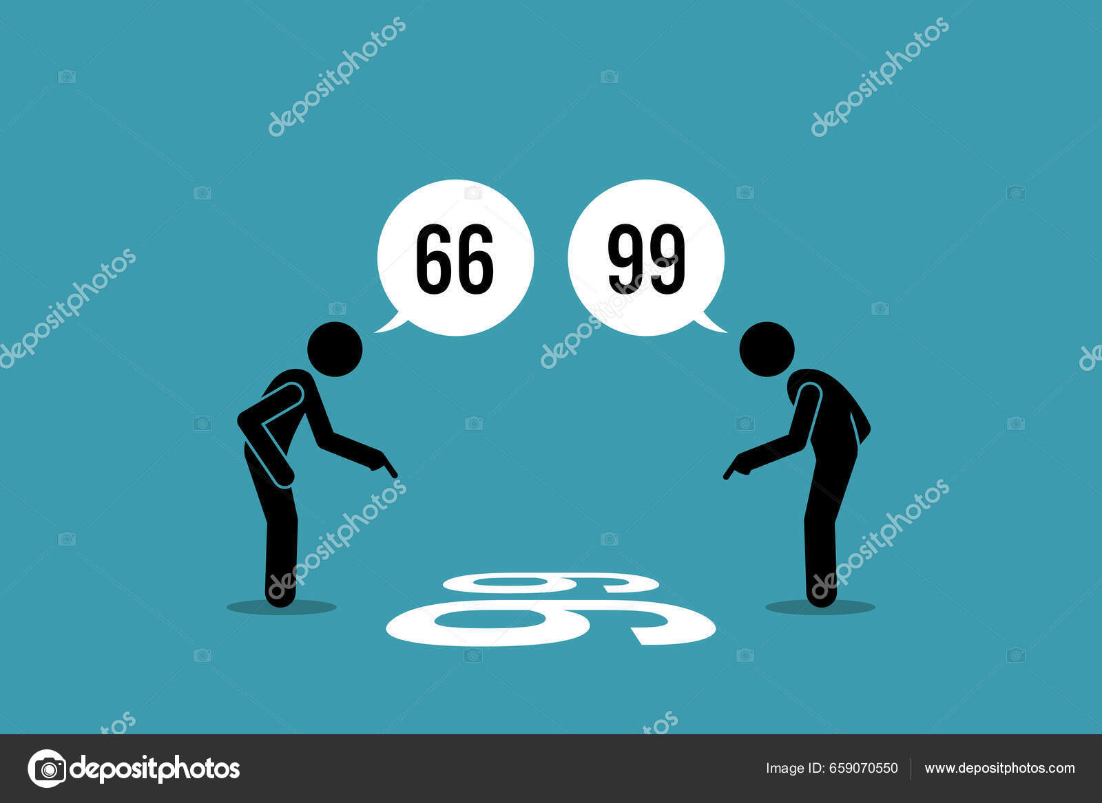 Duas Pessoas Discutindo Número Chão Tempo Ilustração Vetorial Retrata ...