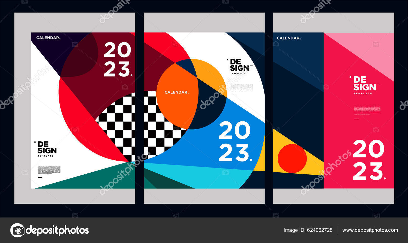 New Year 2023 Calendar Design Template Geometric Colorful Abstract ...