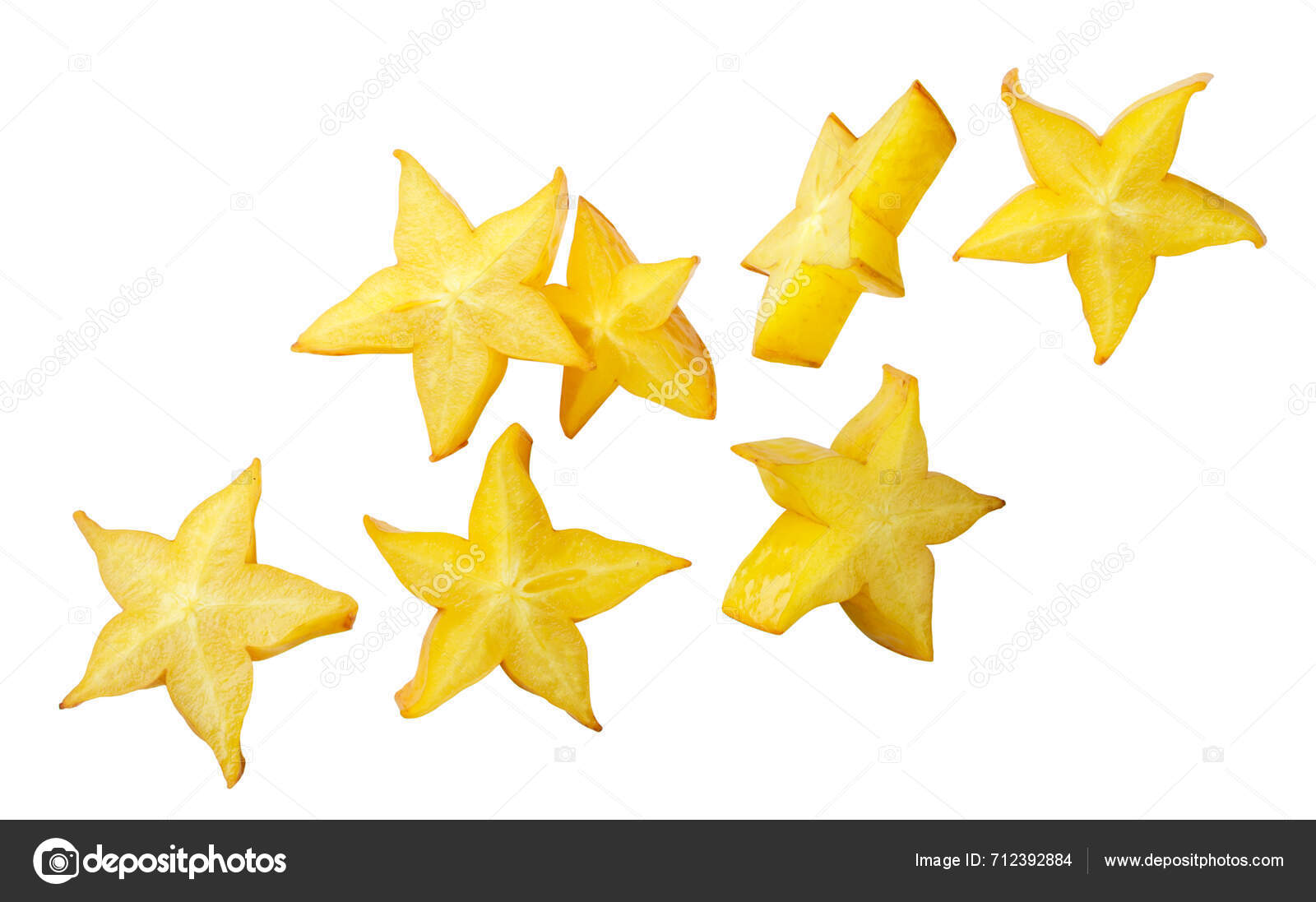 Pieces Star Carambola Fruit Fly Close White Background Isolated — Stock ...