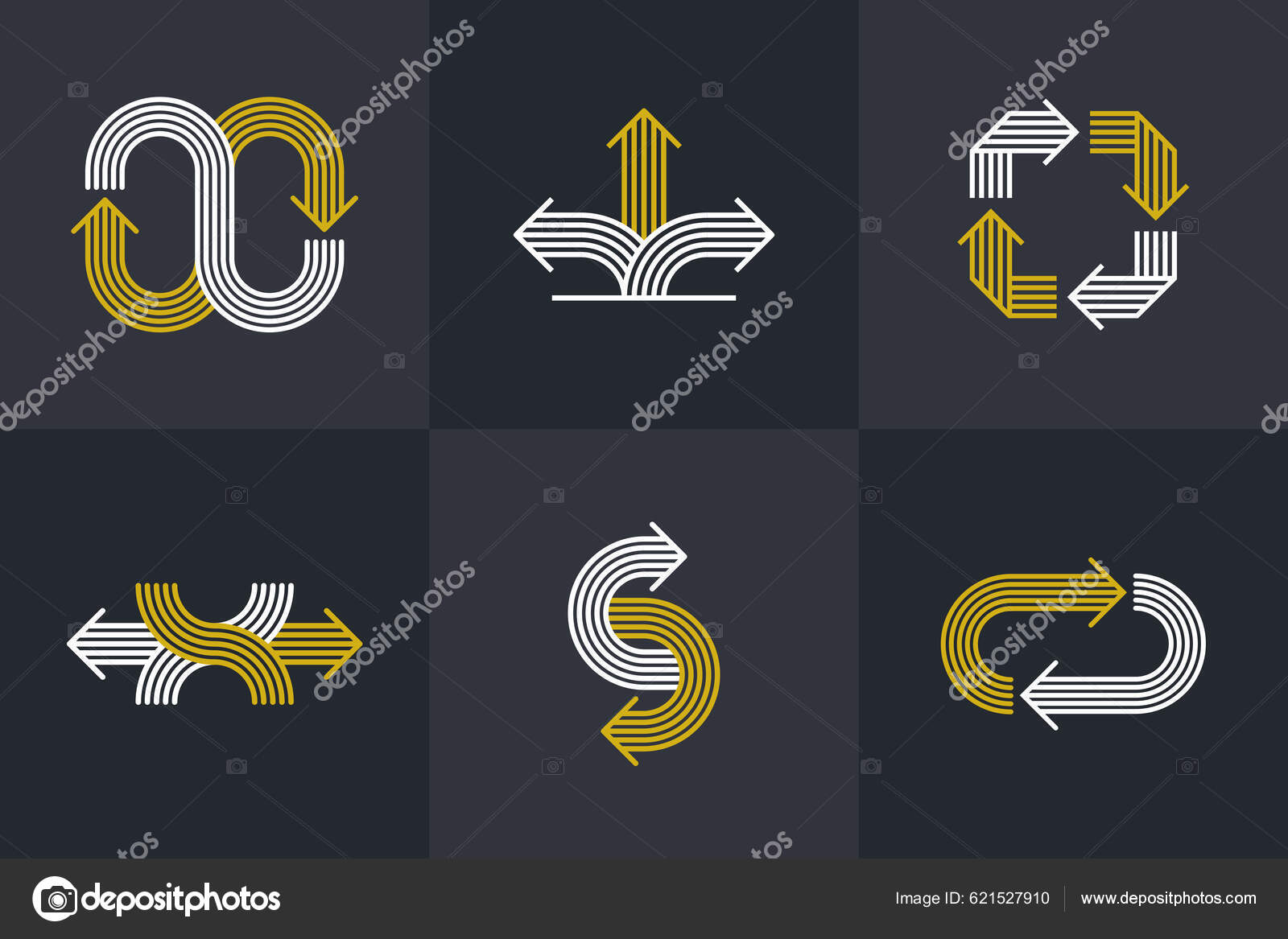 Concept Arrows Vector Logos Set Isolated Double Arrows Symbol ...