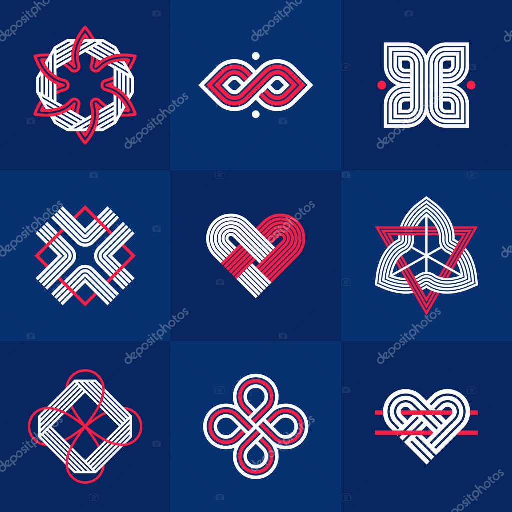 Elementos Diseño Gráfico Para Creación Logotipos Líneas Entrelazadas ...