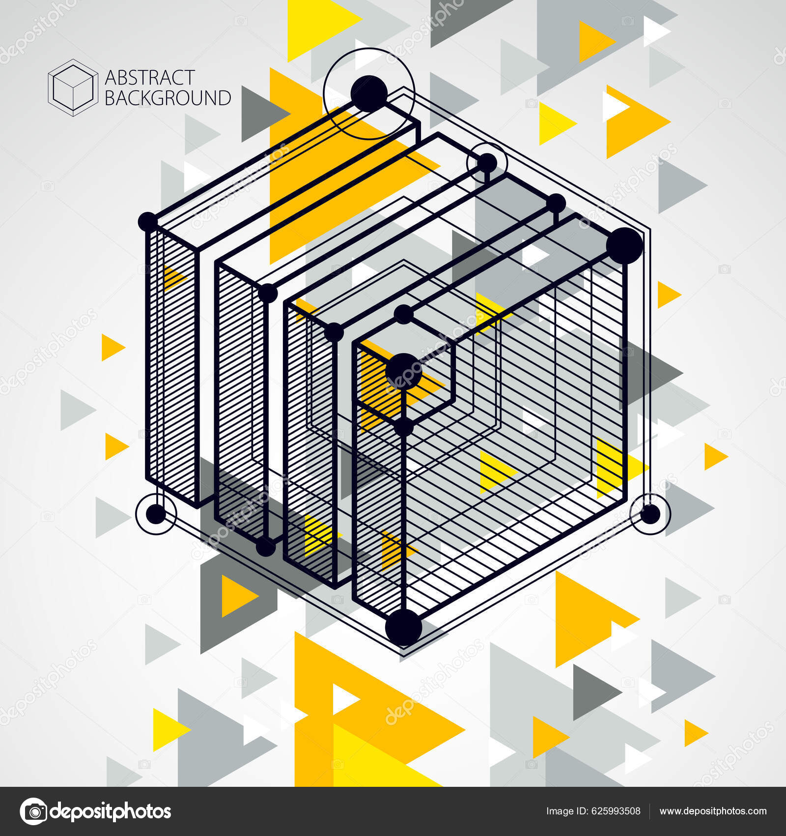 Engineering Technology Vector Yellow Wallpaper Made Cubes Lines ...