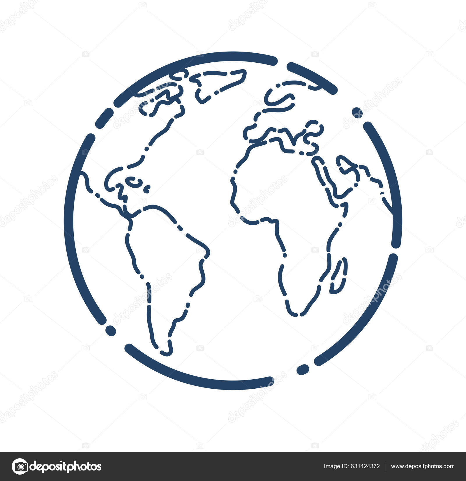 Earth Planet Vector Linear Icon Geography Gps Line Art Symbol Stock ...