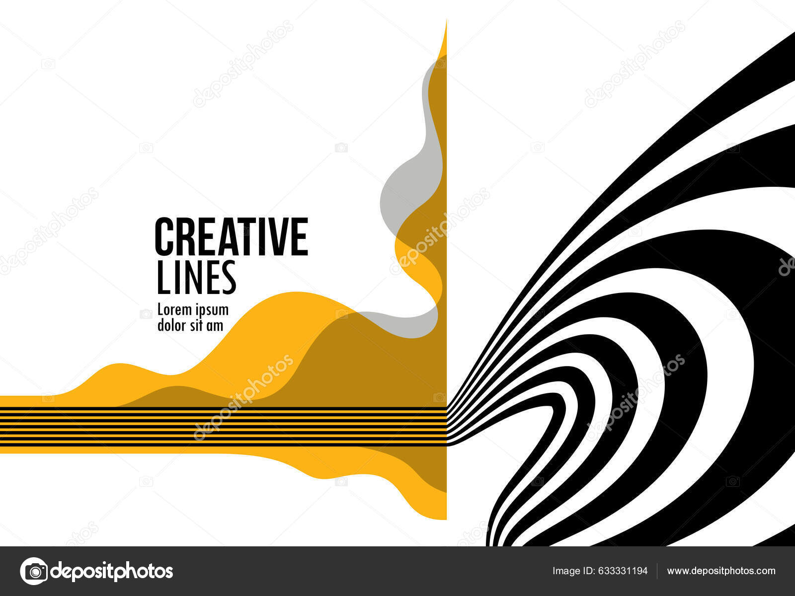 Future Lines Perspective Vector Abstract Background Black Yellow Linear ...