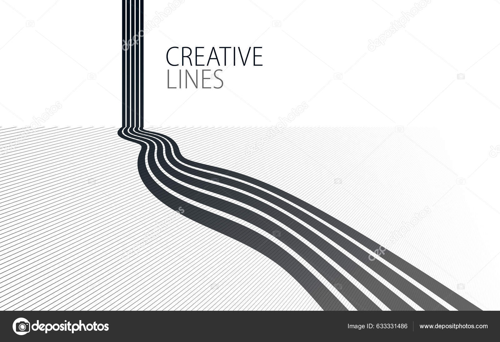 Future Lines Perspective Vector Abstract Background Black White Linear ...