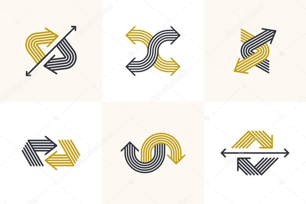 Arrow Vector Original Logos Set Isolated Pictogram Symbol Double Arrows ...