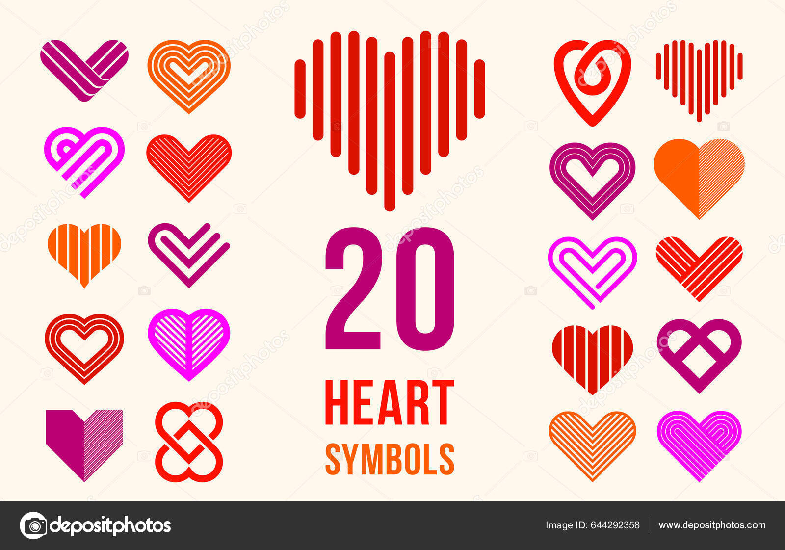 Corazones Geométricos Lineales Logos Vector Iconos Logotipos Conjunto ...