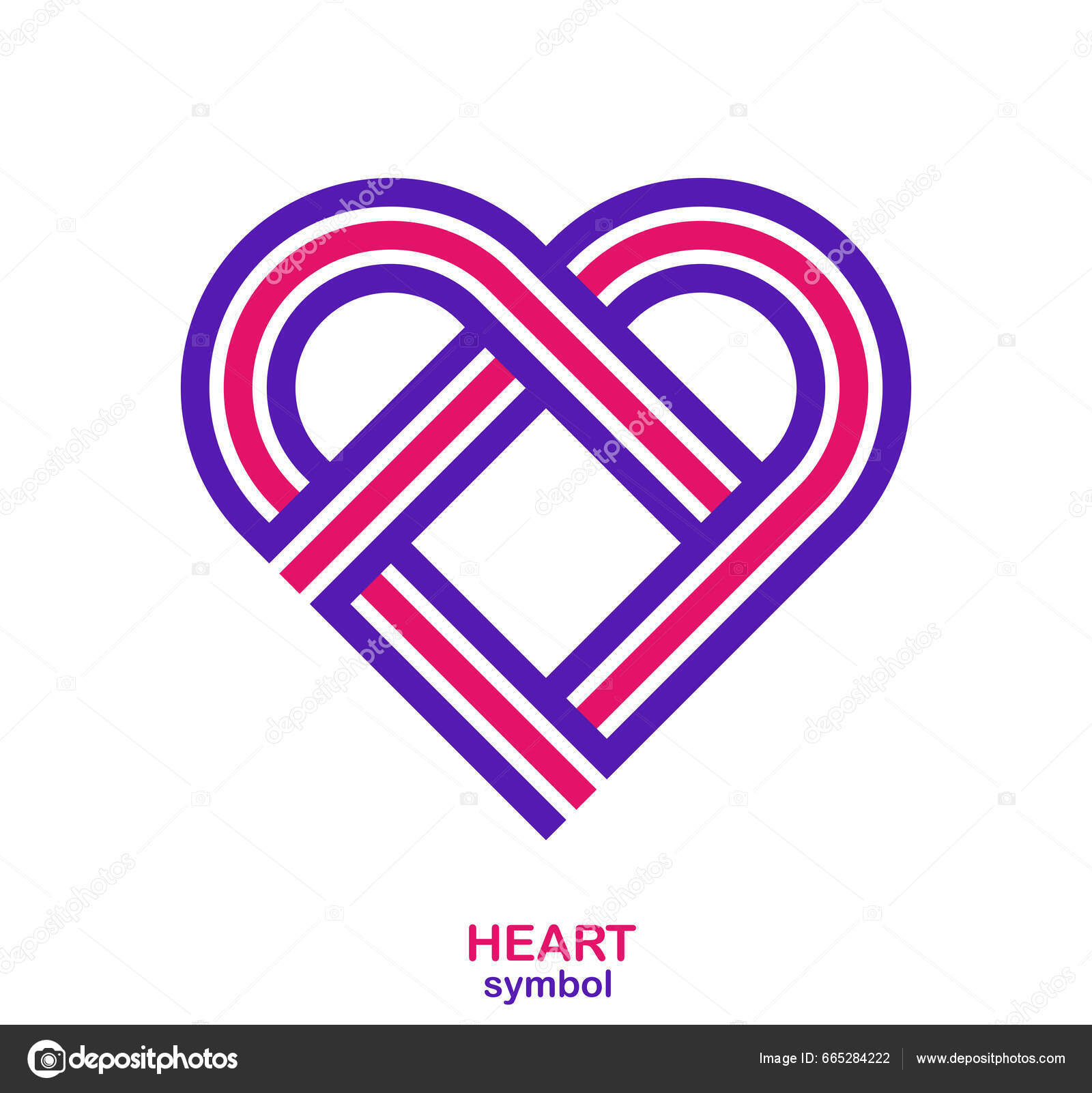 Heart Symbol Modern Geometric Style Vector Logo Isolated White ...