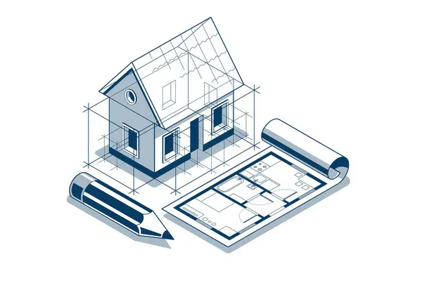 Concepto de realización de proyectos de vivienda, ilustración vectorial ...