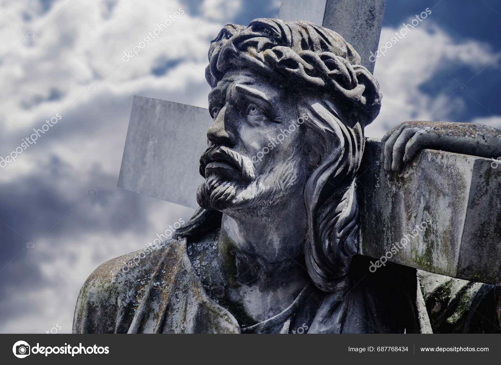 Road Golgotha Ancient Statue Jesus Christ Cross Horizontal Image ...