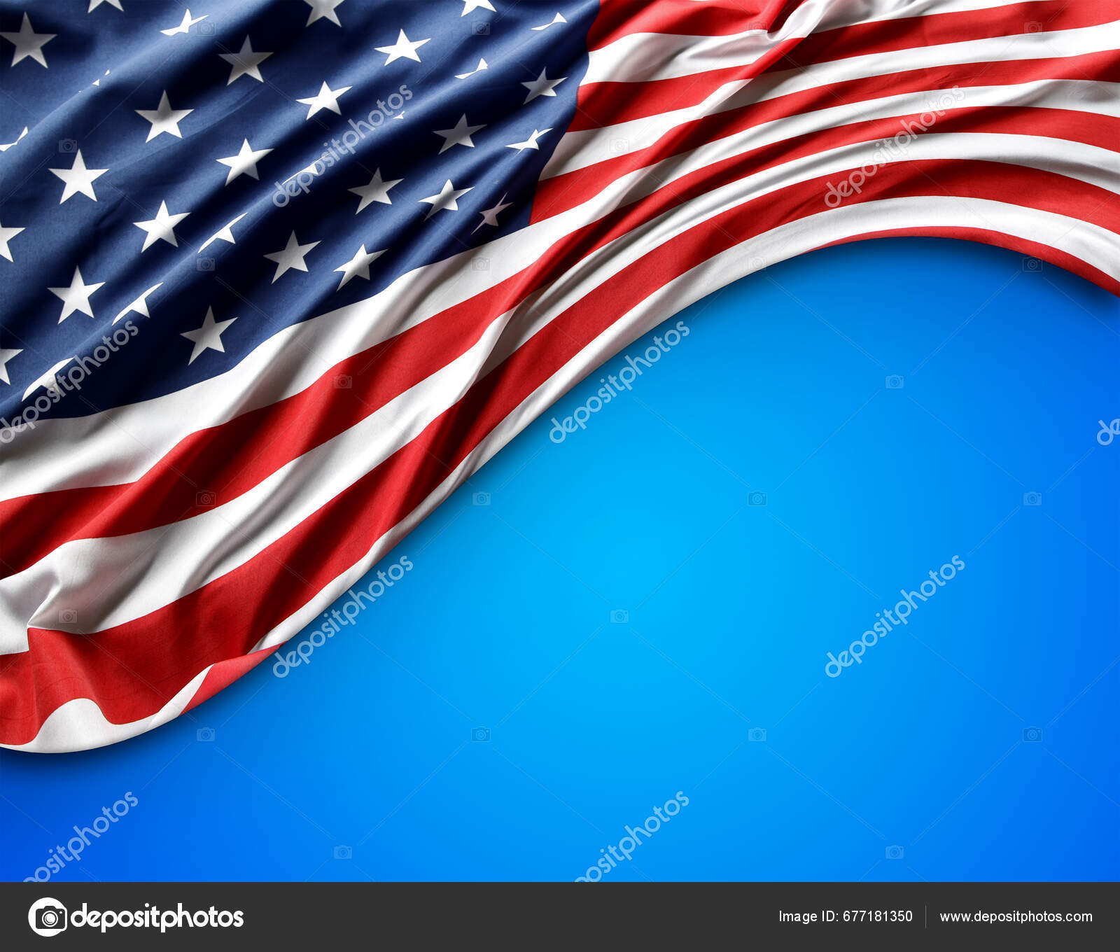 American Flag Blue Background Copy Space — Stock Photo © stillfx #677181350