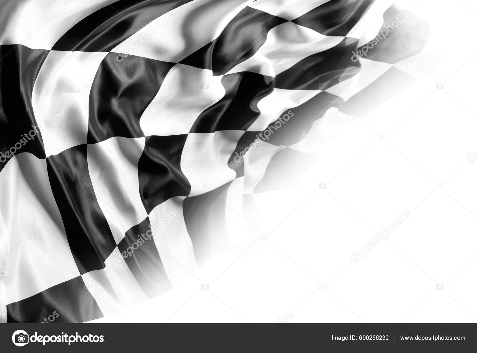 Checkered Black White Racing Flag White Copy Space — Stock Photo ...