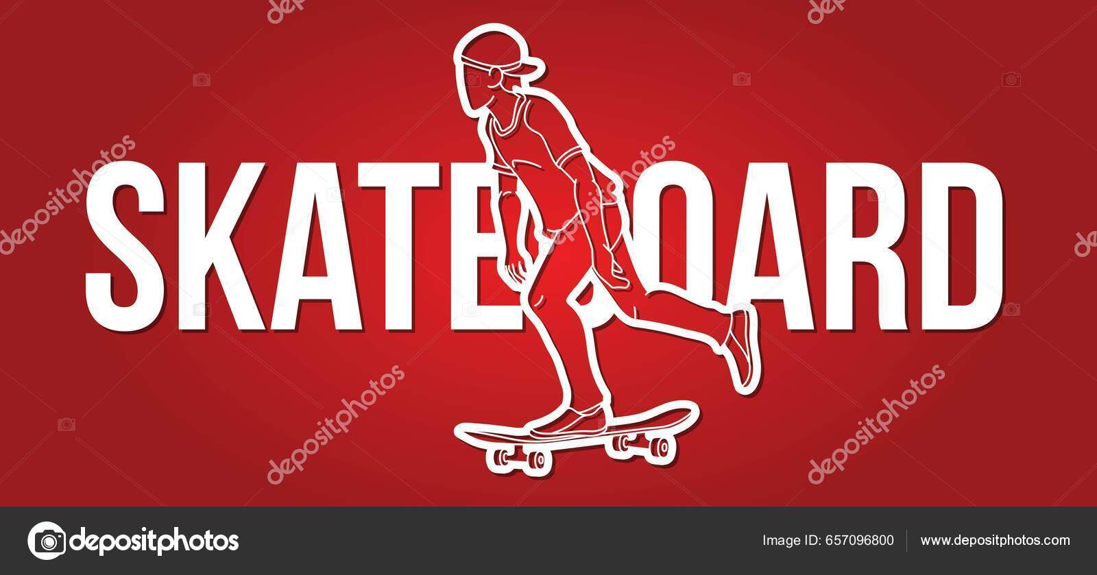 Skateboard Skateboarder Action Text Font Design Cartoon Graphic Vector ...