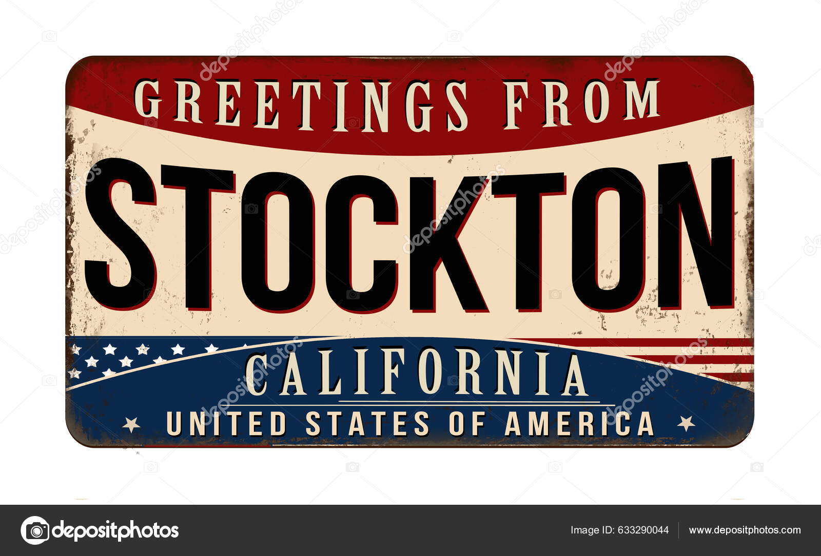 Greetings Stockton Vintage Rusty Metal Sign White Background Vector ...