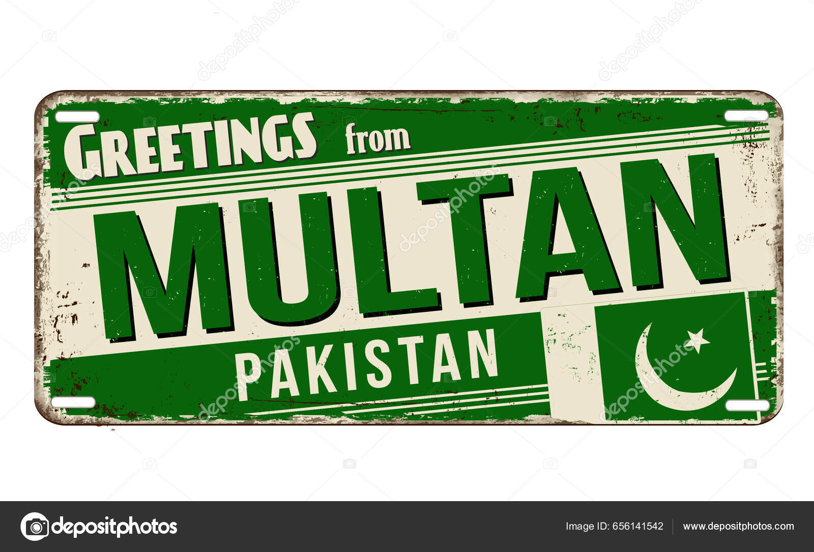 Greetings Multan Vintage Rusty Metal Sign White Background Vector ...