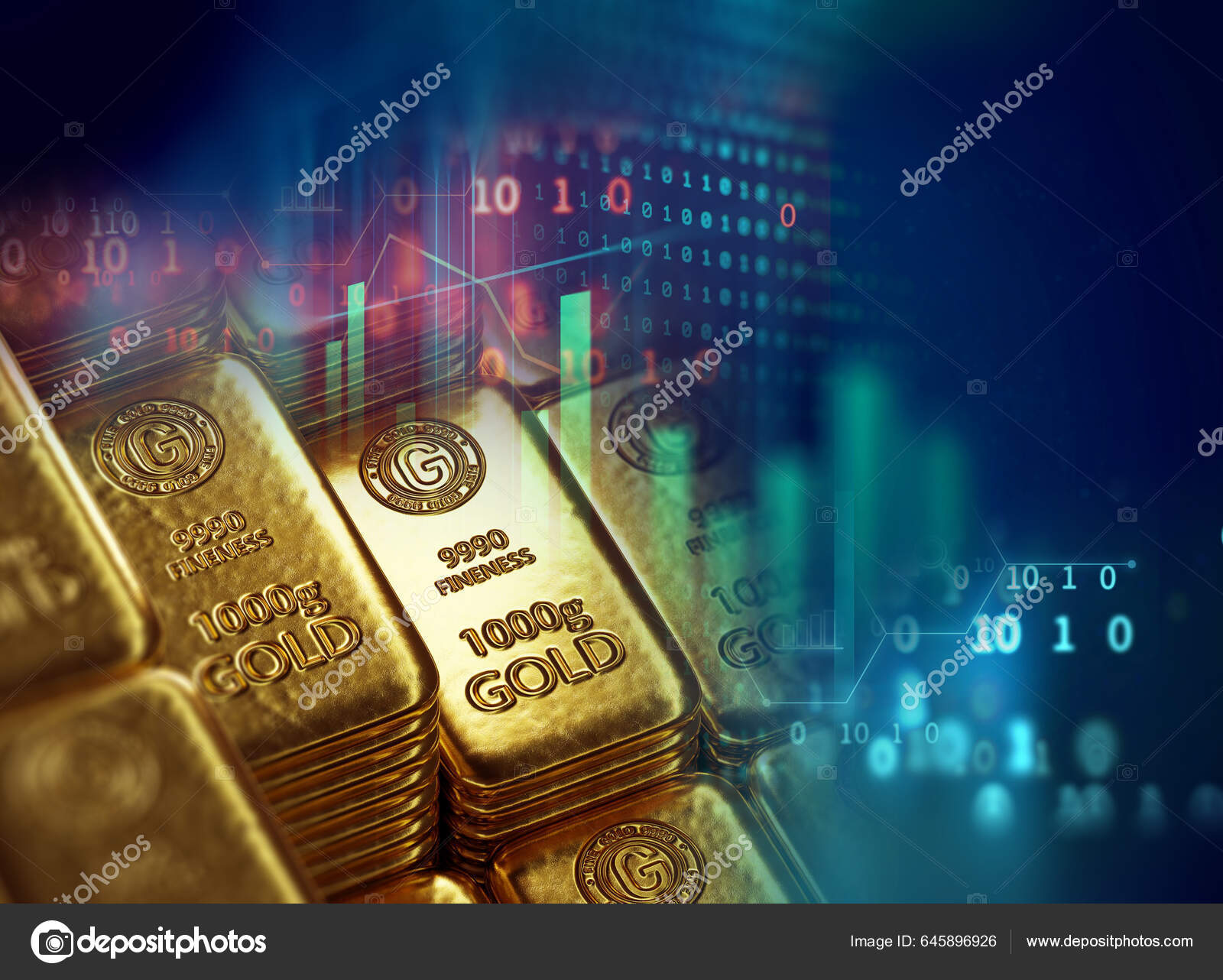 Stack Shiny Gold Bars Trend Financial Gold Price Graph Concept — Stock ...