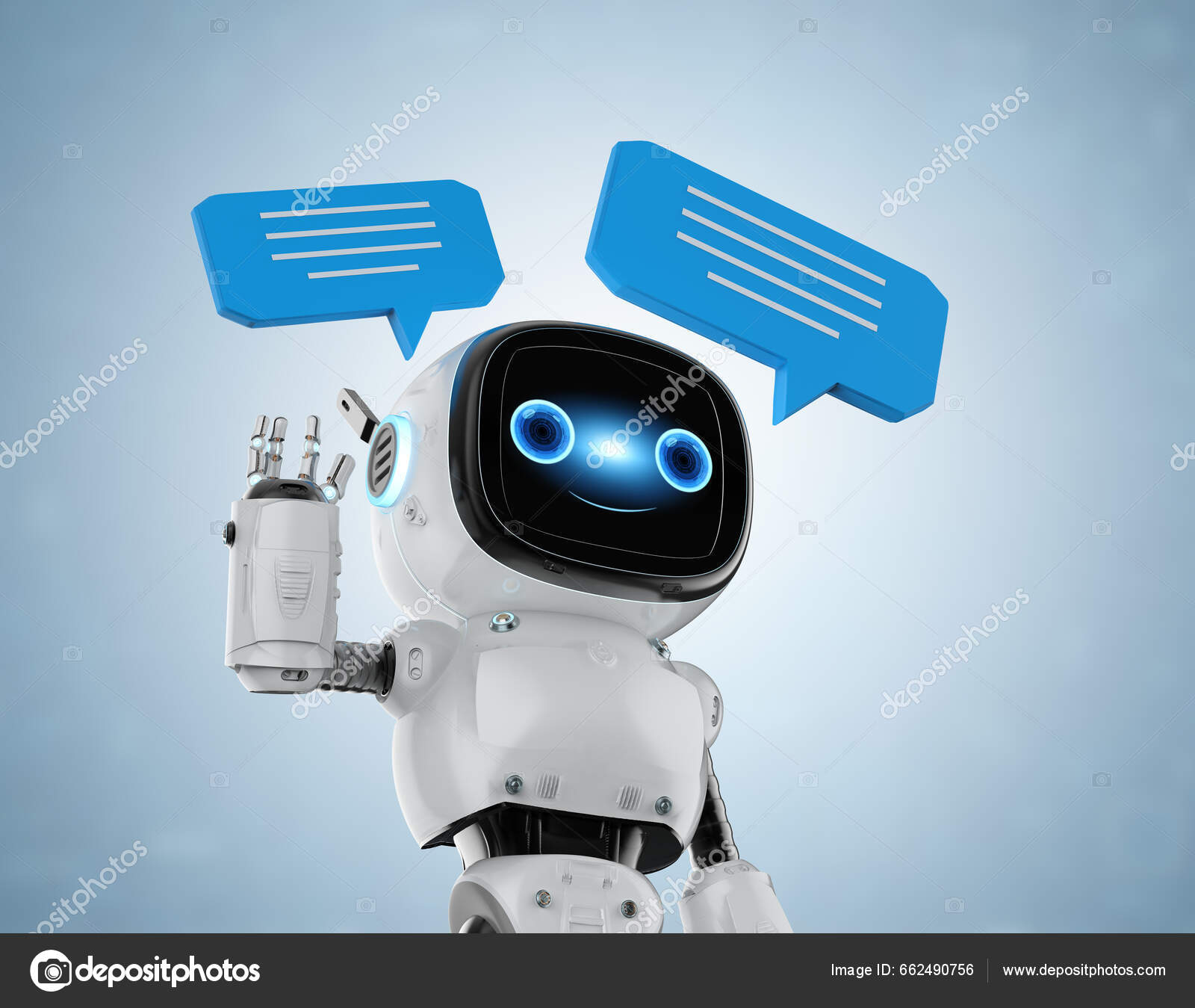 Renderizado Chatbot Asistente Chat Robot Con Mano Burbuja Voz Para ...