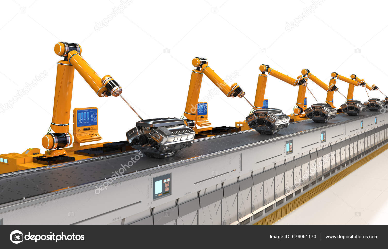 Automation Automobile Factory Concept Rendering Robot Assembly Line Car ...