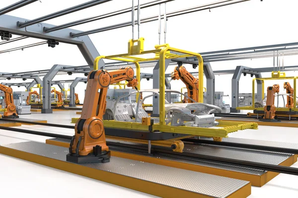 Automation Automobile Factory Rendering Robot Assembly Line Produce ...