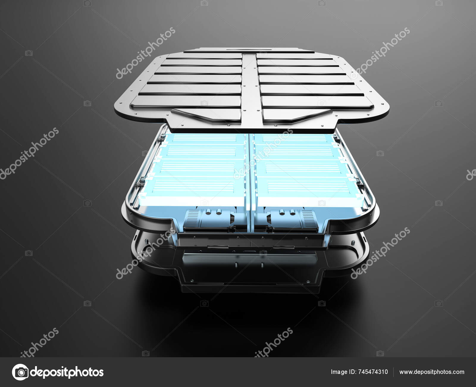 Exploded View Rendering Electric Vehicle Battery Cells Module Glow ...