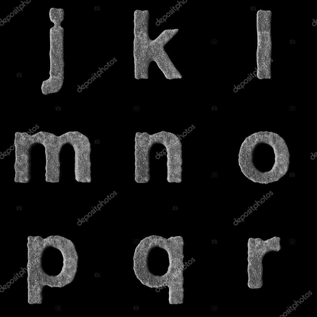 3D Render conjunto de alfabeto de piedra Fuente incluyendo letras ...
