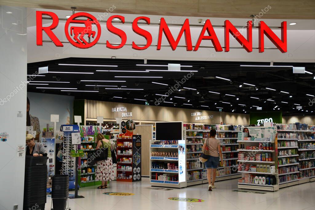 WARSAW, POLAND - JUL 16: Rossmann store at Westfield Arkadia shopping ...