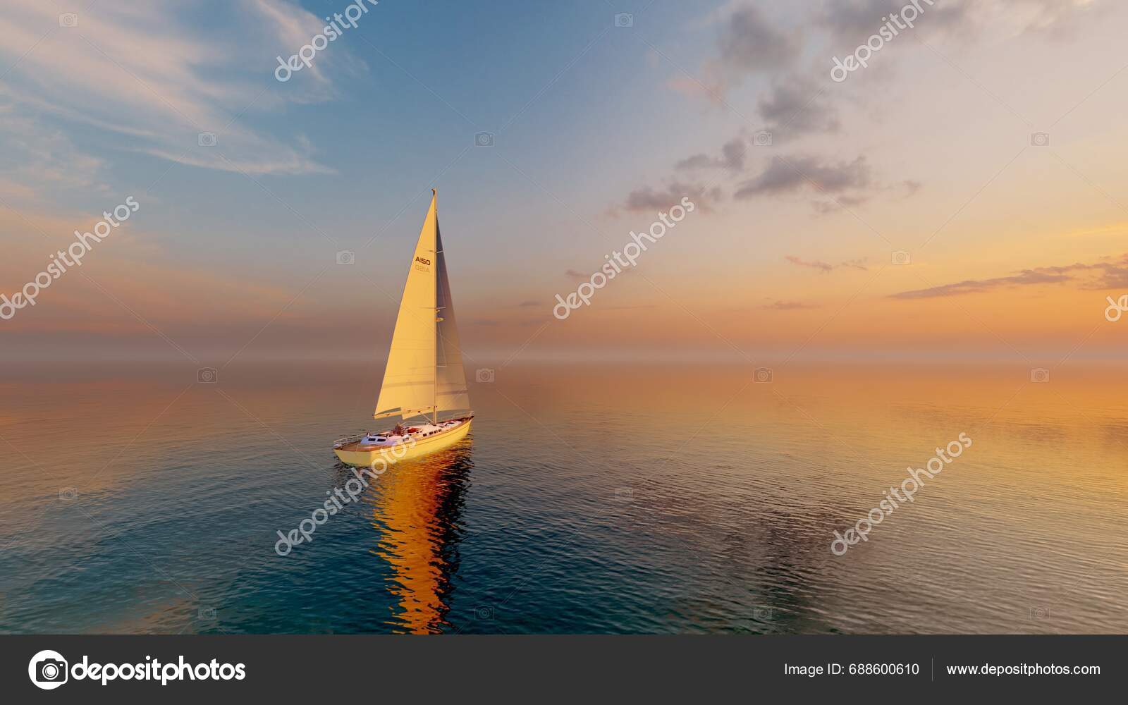 Yacht Background Sea Landscape Render — Stock Photo © Iurii #688600610