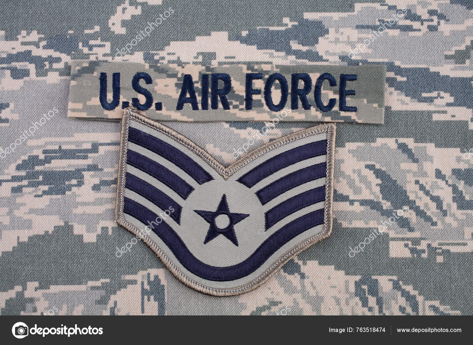 Air Force Branch Tape Staff Sergeant Rank Patch Digital Tiger — Stock ...