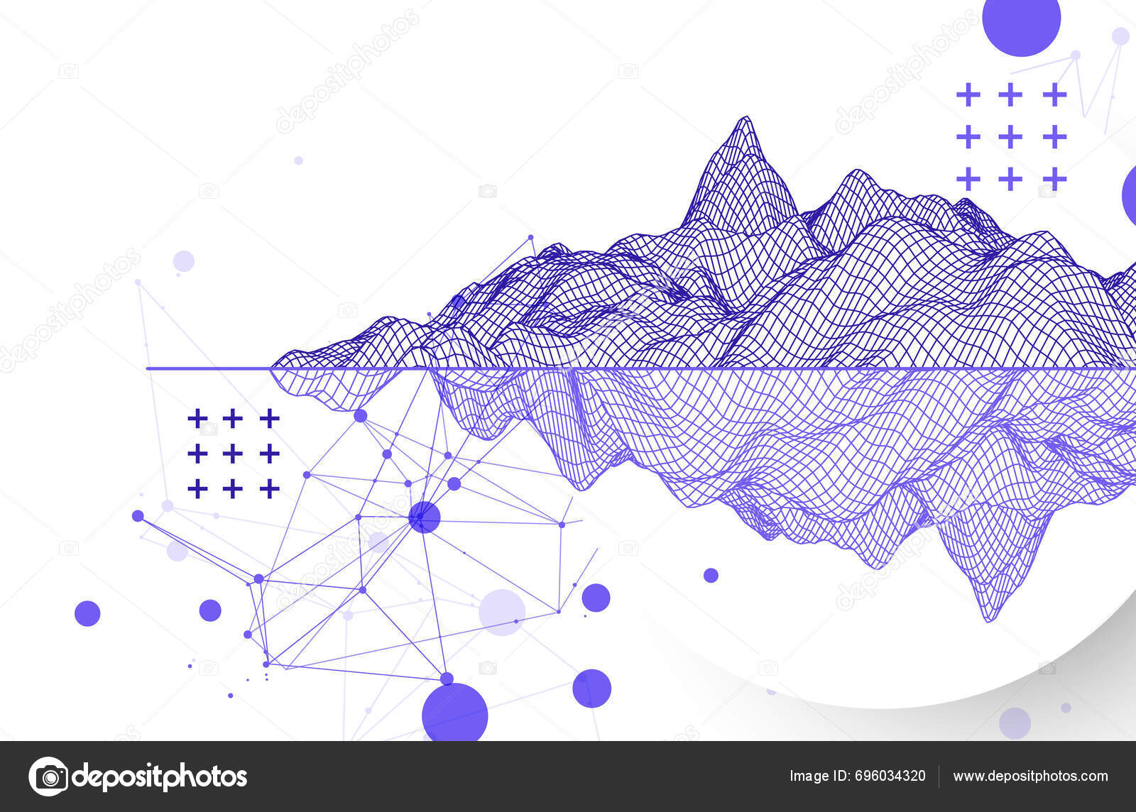 Abstract Wireframe Mountain Background Modern Science Technology Art ...