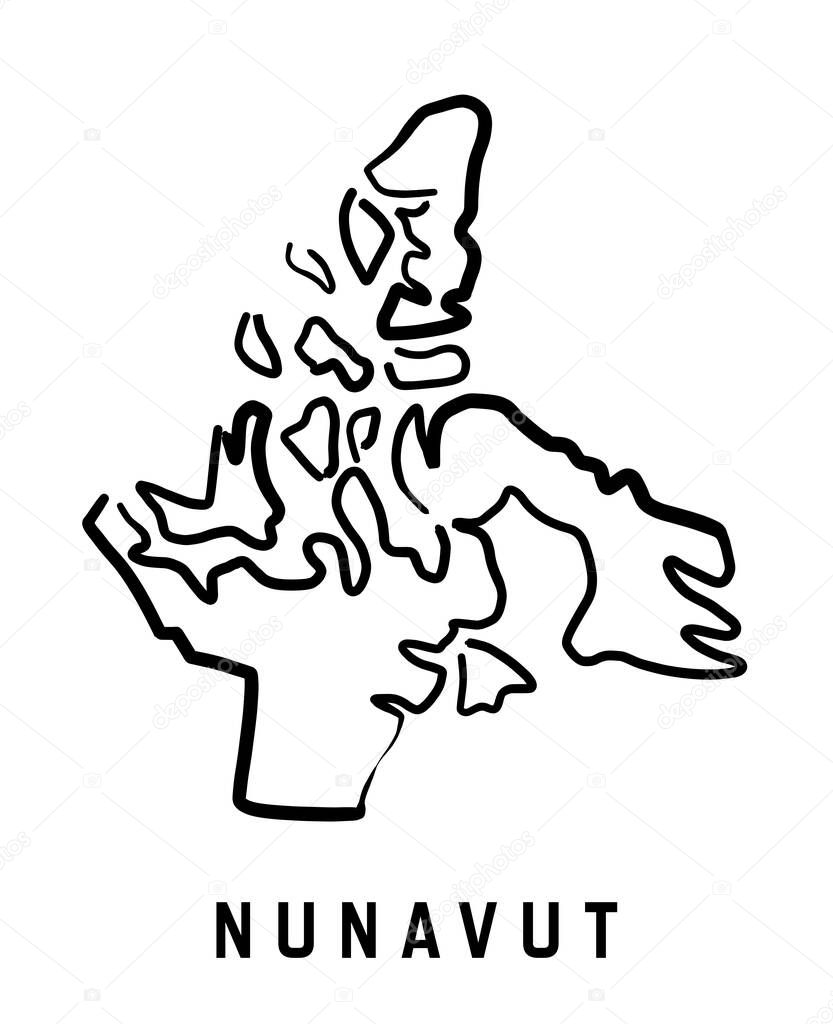 Esquema del mapa de Nunavut: sencillo y suave vector de mapa de forma ...