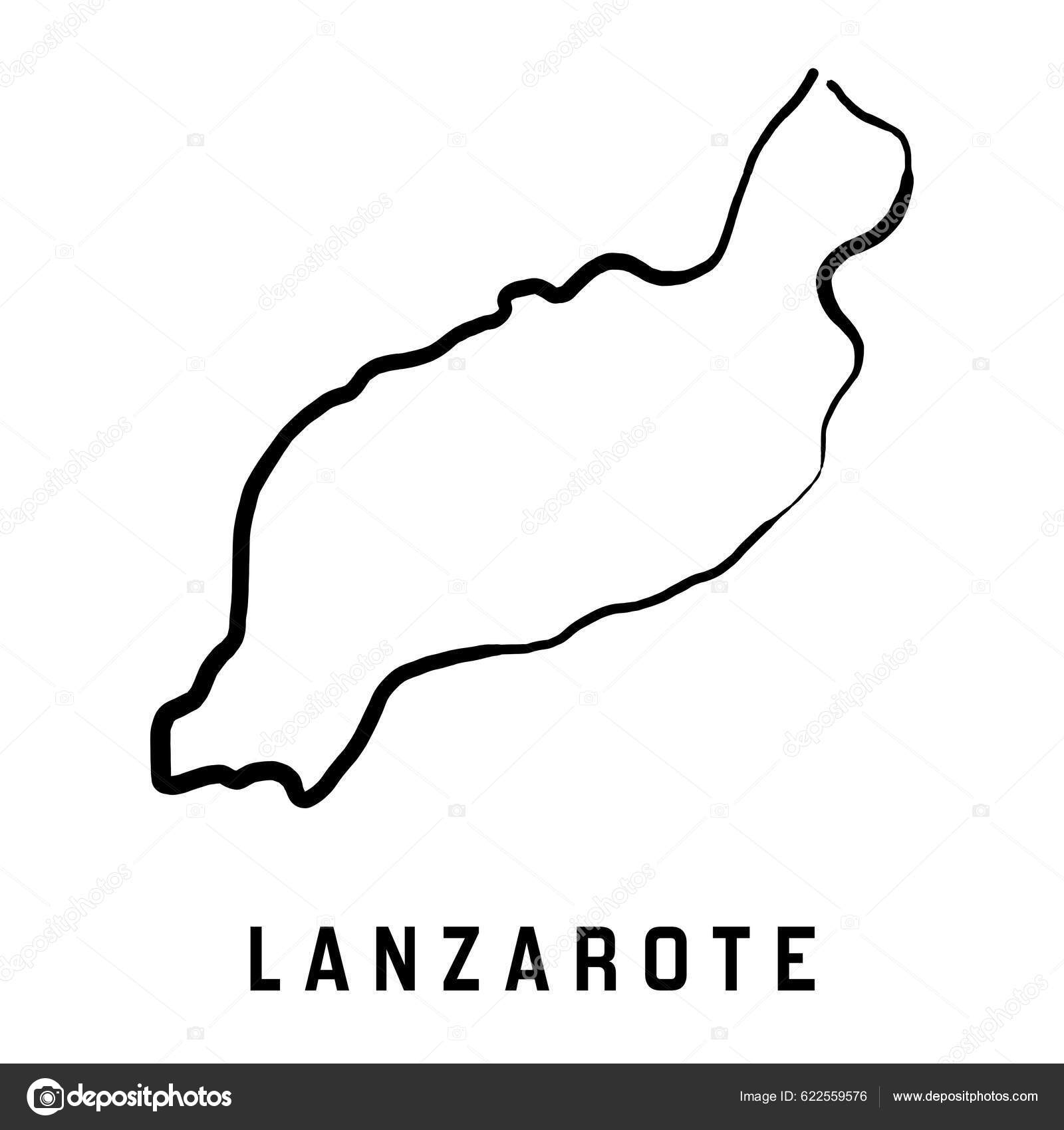 Lanzarote Island Map Simple Outline Vector Hand Drawn Simplified Style ...
