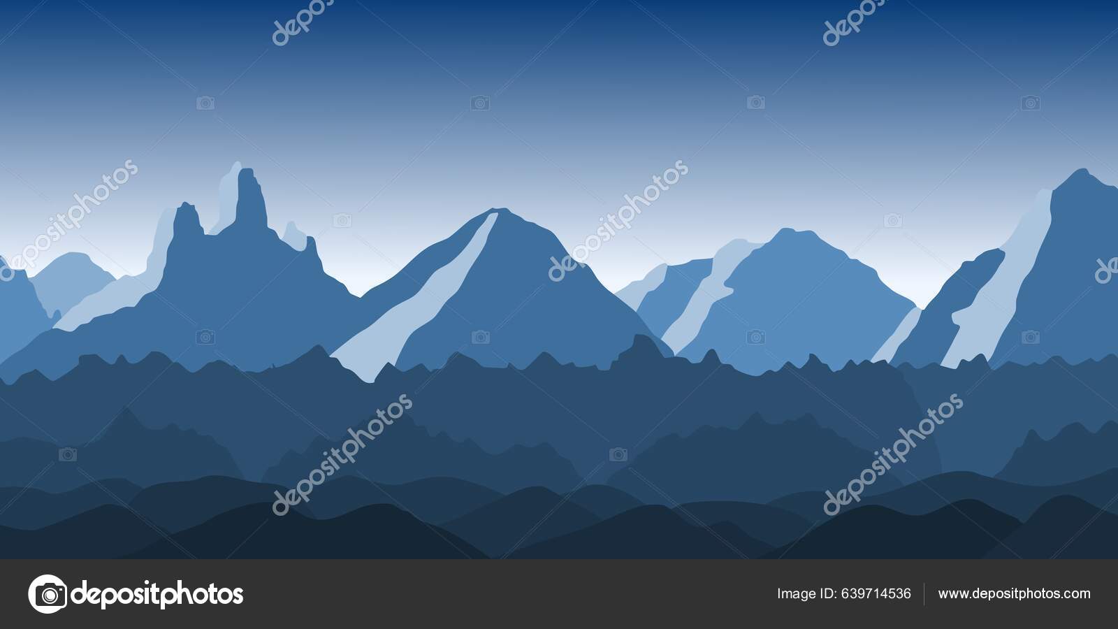 Beautiful Mountain Vector Landscape Layers Mountains Outdoor Blue ...