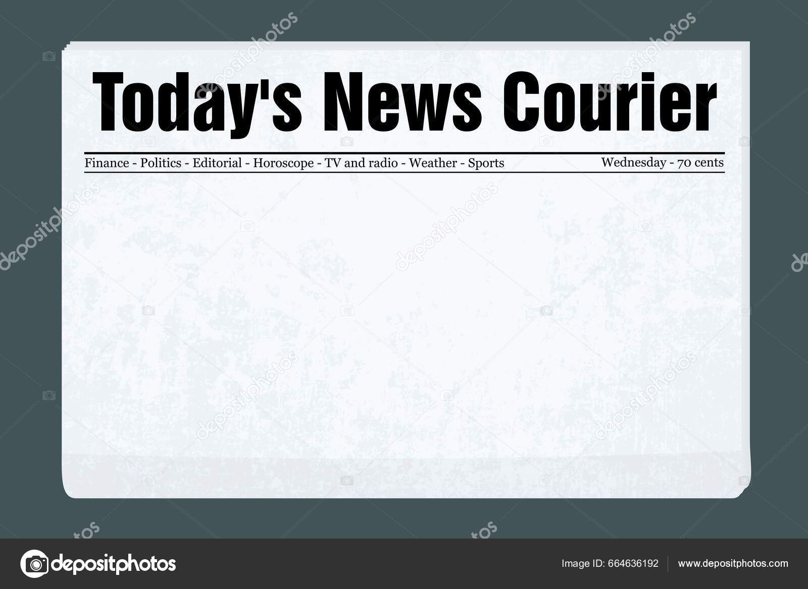 Newspaper Front Page Template Blank Vector Generic Newspaper Mockup ...