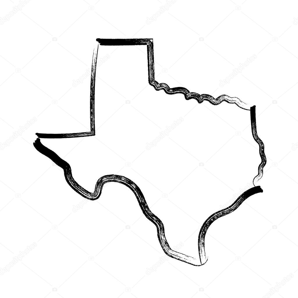 Mapa Dibujado Mano Texas Sencillo Mapa Bosquejo Del Estado Estados ...