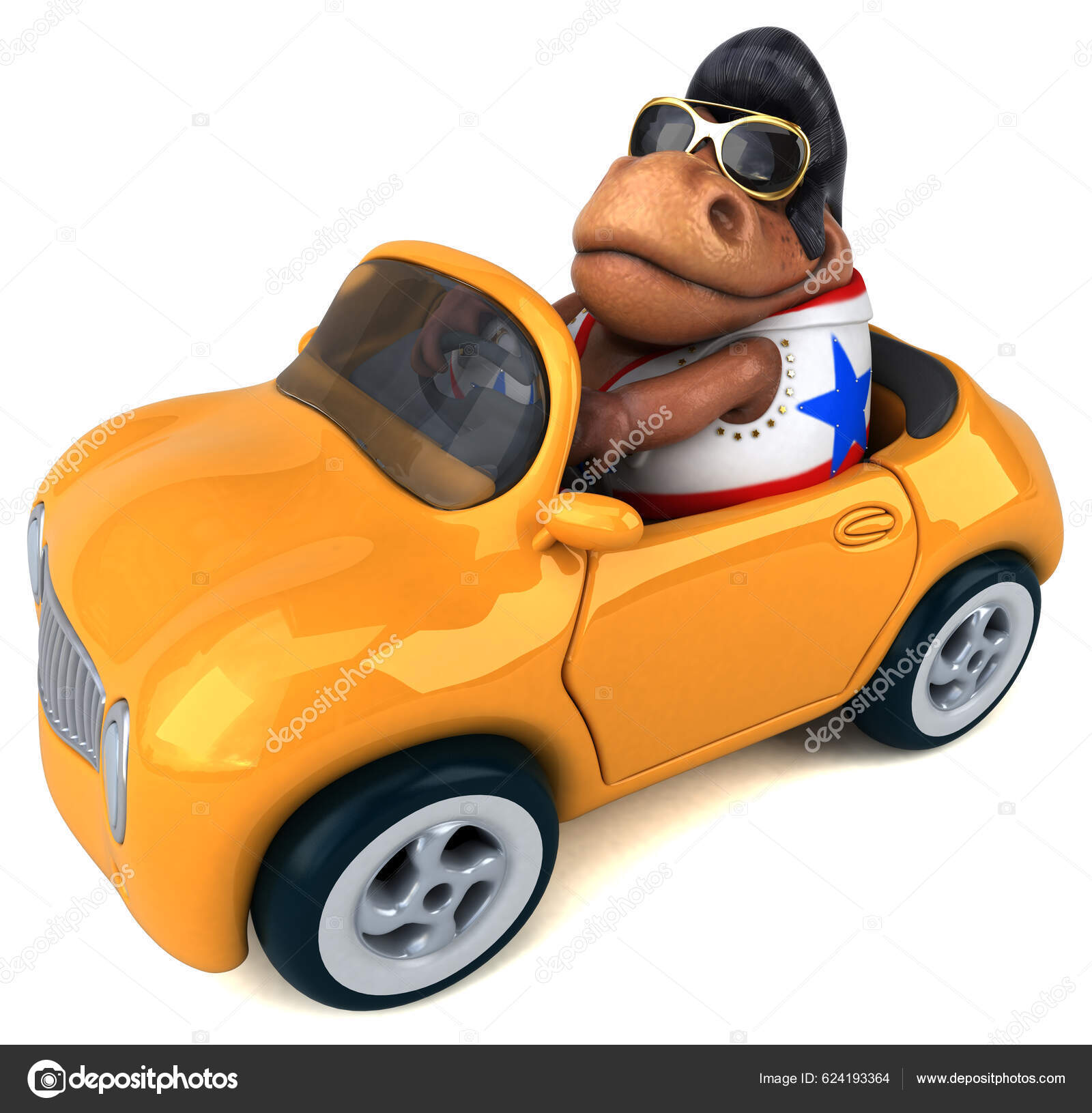 Fun Cartoon Illustration Trex Rocker Car — Stock Photo © julos #624193364