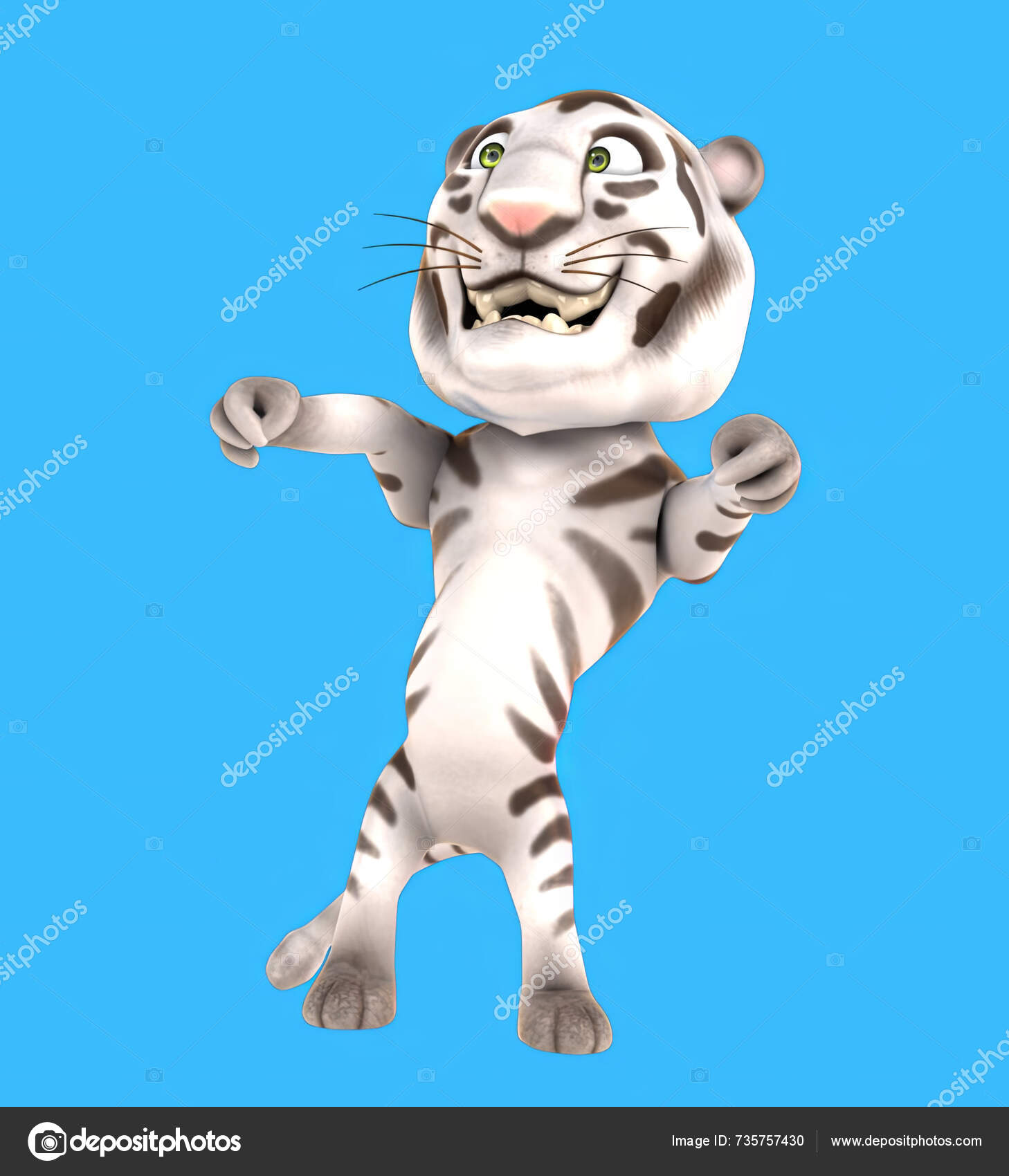 Fun Cartoon Tiger Dancing — Stock Photo © julos #735757430