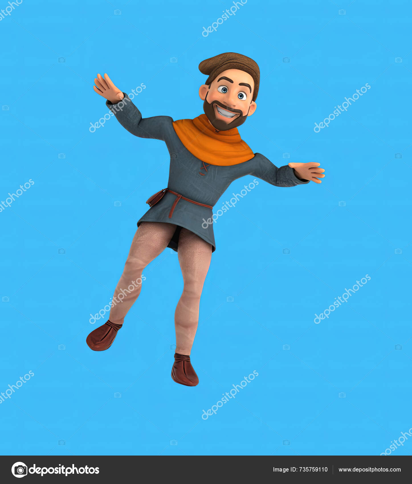 Fun Cartoon Medieval Man Dancing — Stock Photo © julos #735759110