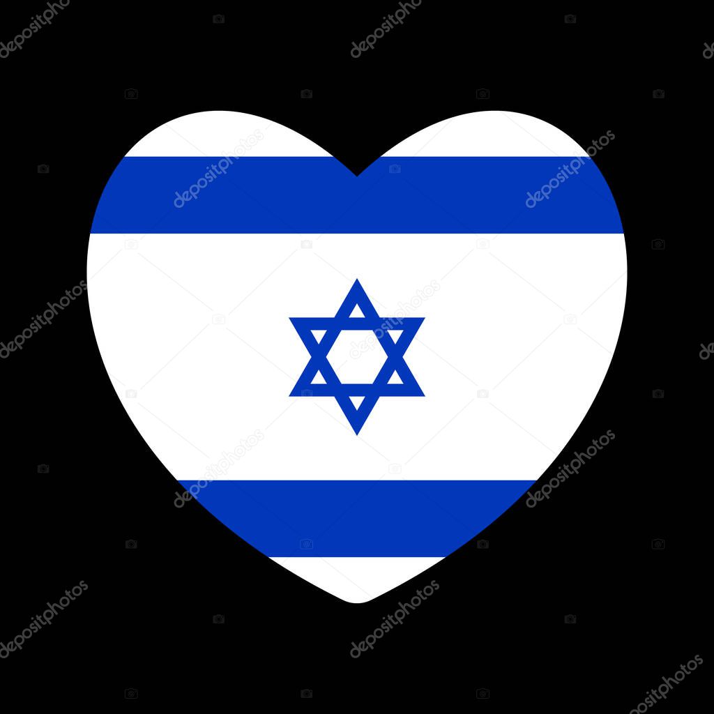 Icono de bandera de Israel en forma de corazón. Bandera patriótica ...
