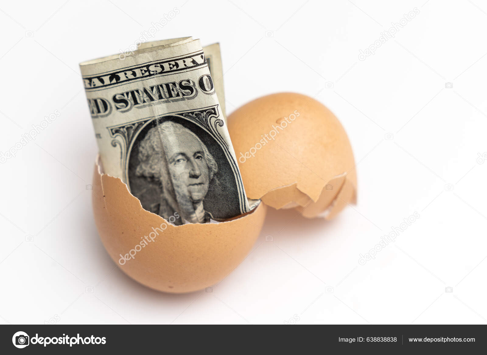 Concept Image Using Dollar Bill Cracked Egg White Background — Stock ...