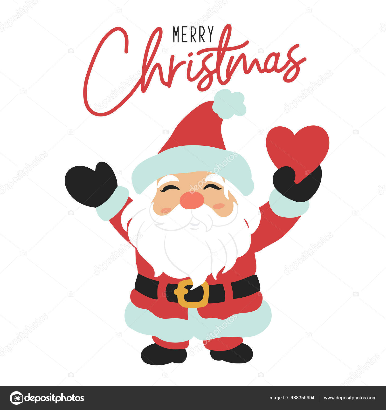 Cute Santa Characters Isolated Background Happy Santa Claus Stock ...