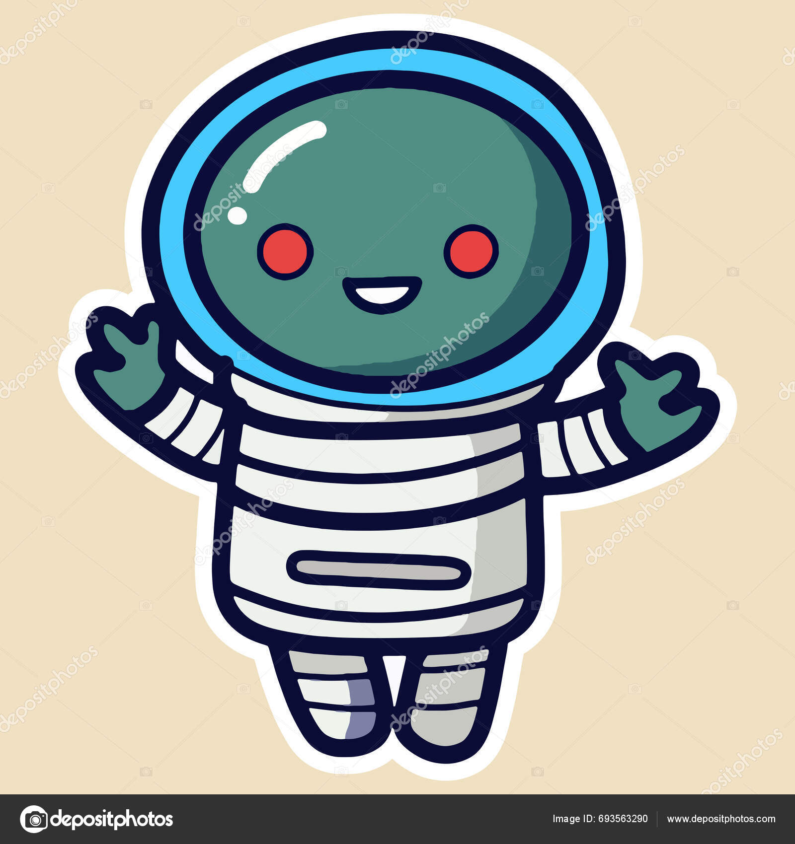 Cute Cartoon Space Set Astronaut Isolated Background Cartoon Spaceman ...