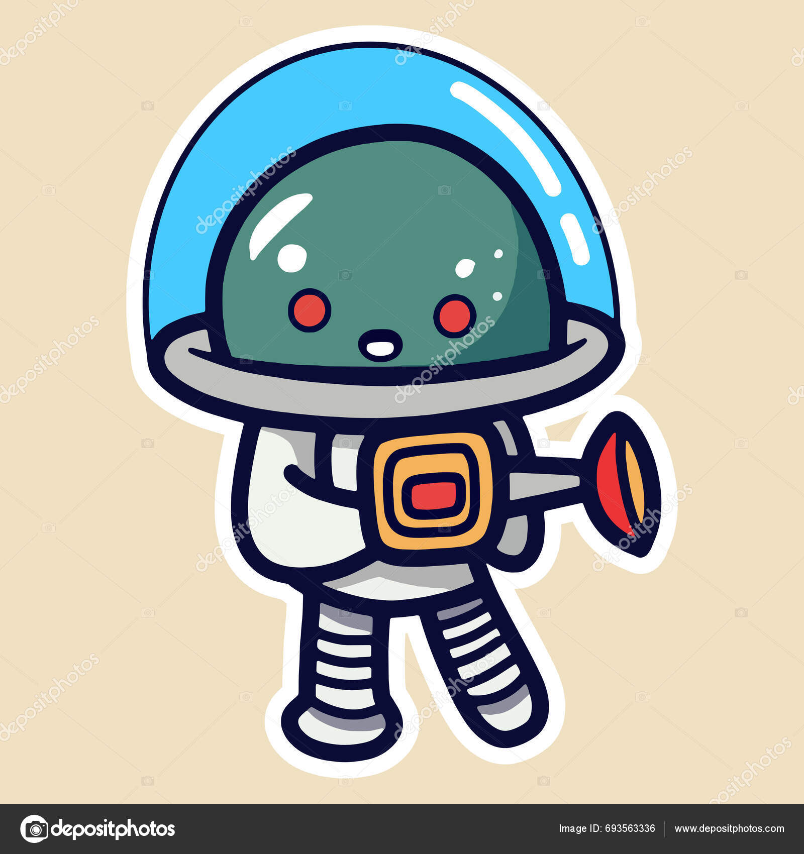 Cute Cartoon Space Set Astronaut Isolated Background Cartoon Spaceman ...