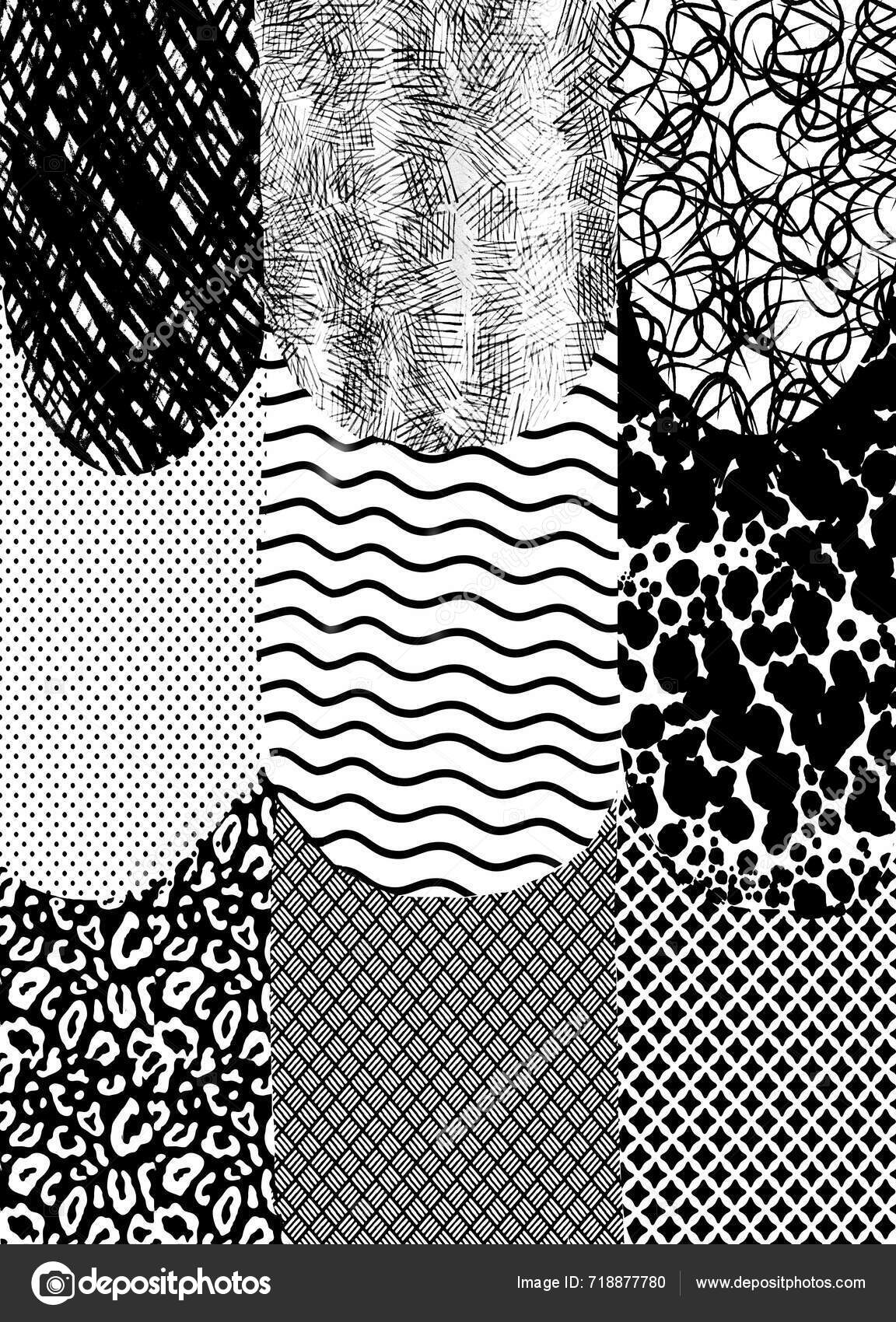 Artistic Collage Featuring Variety Black White Patterns Including ...