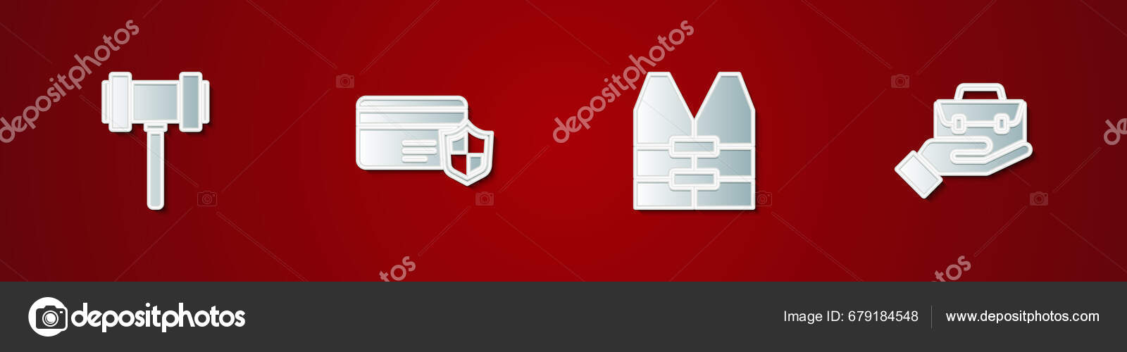 Set Judge Gavel Credit Card Shield Life Jacket Hand Holding Stock ... Set Judge Gavel Credit Card Shield Life Jacket Hand Holding Stock ...