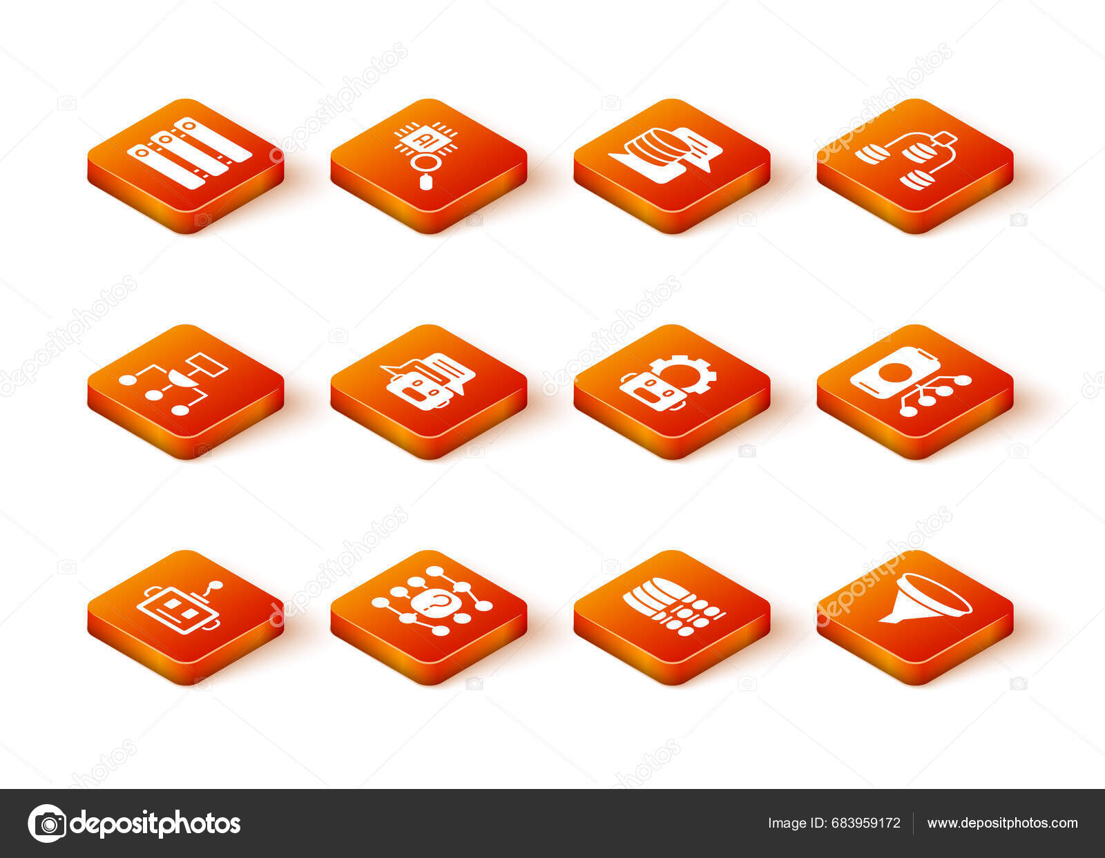 Set Artificial Intelligence Robot Neural Network Algorithm Chat Binary Code Stock Vector By