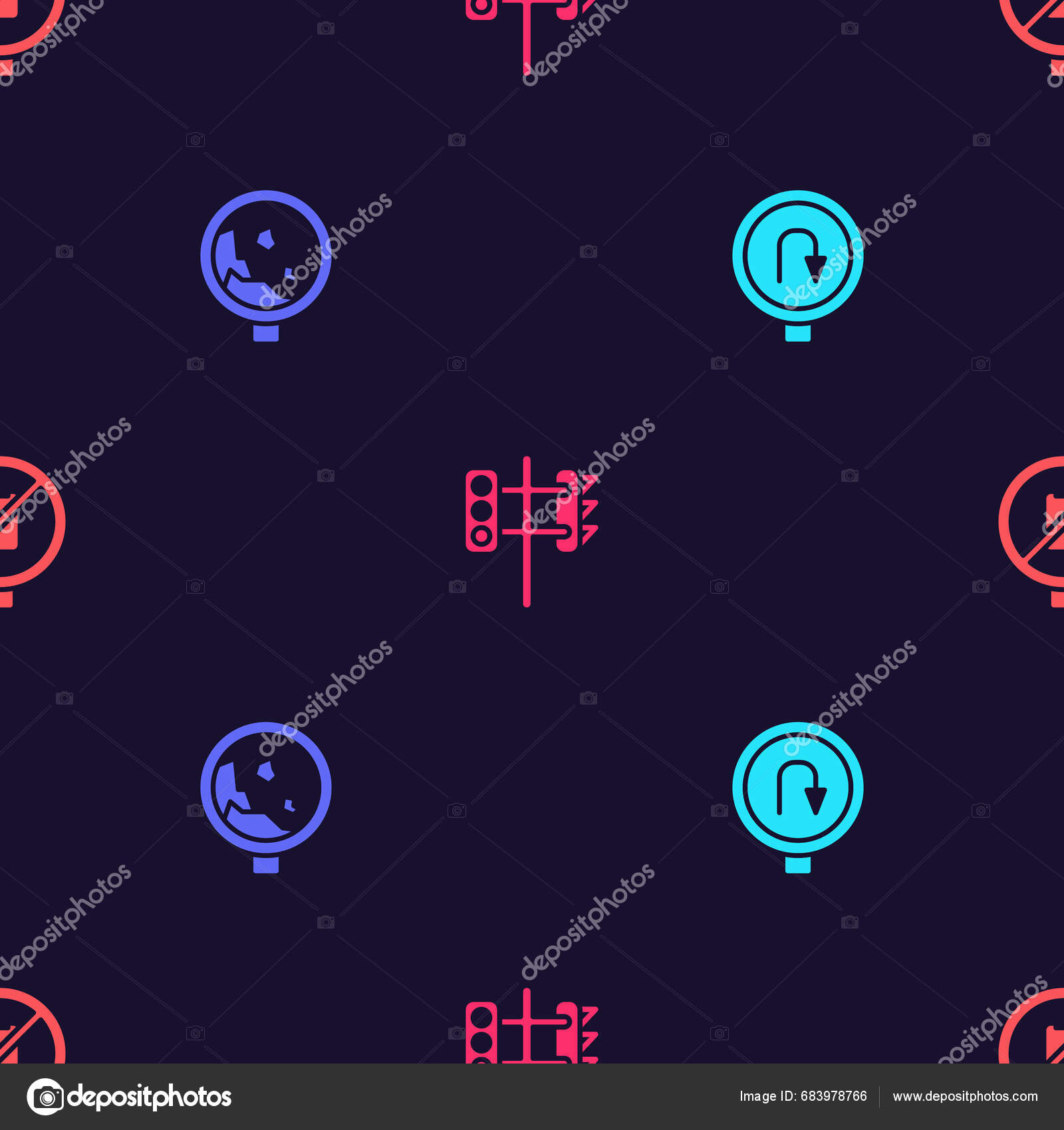 Set Turn Back Road Sign Road Warning Rockfall Traffic Light Stock ...