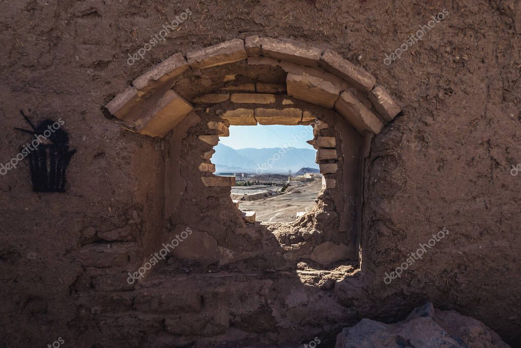 Remains of area of Tower of Silence, Zoroastrian ruins in Yazd, Iran 2023