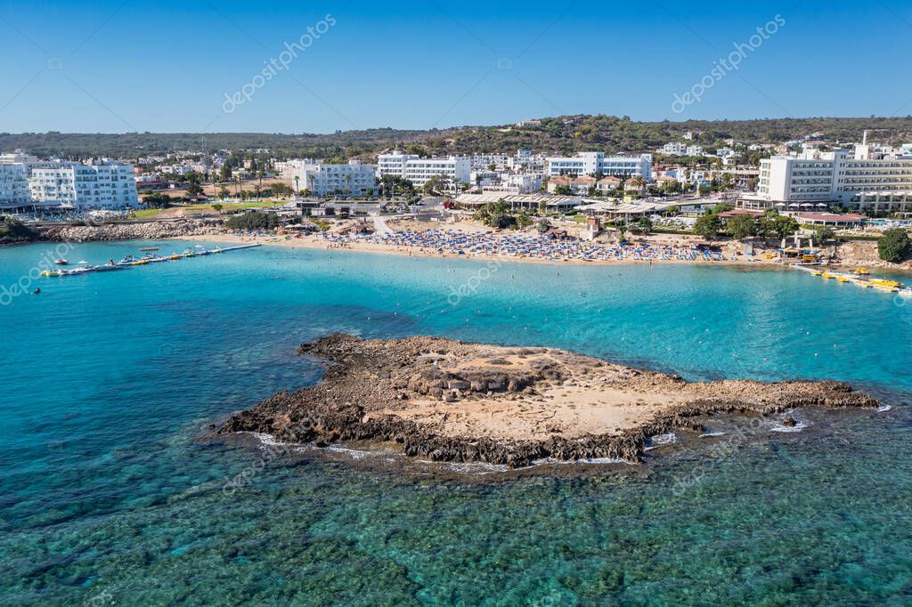 Fig Tree Bay Islet and Fig Tree beach in Protaras resort in Famagusta ...